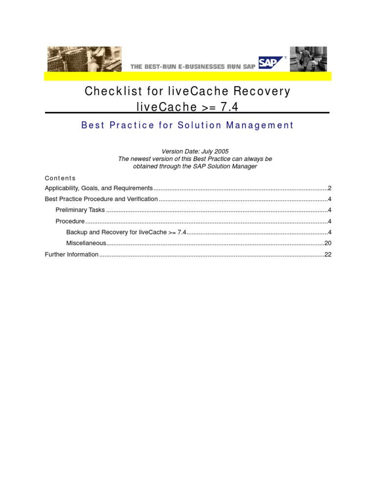 Checklist For LiveCache Recovery | PDF | Backup | File System