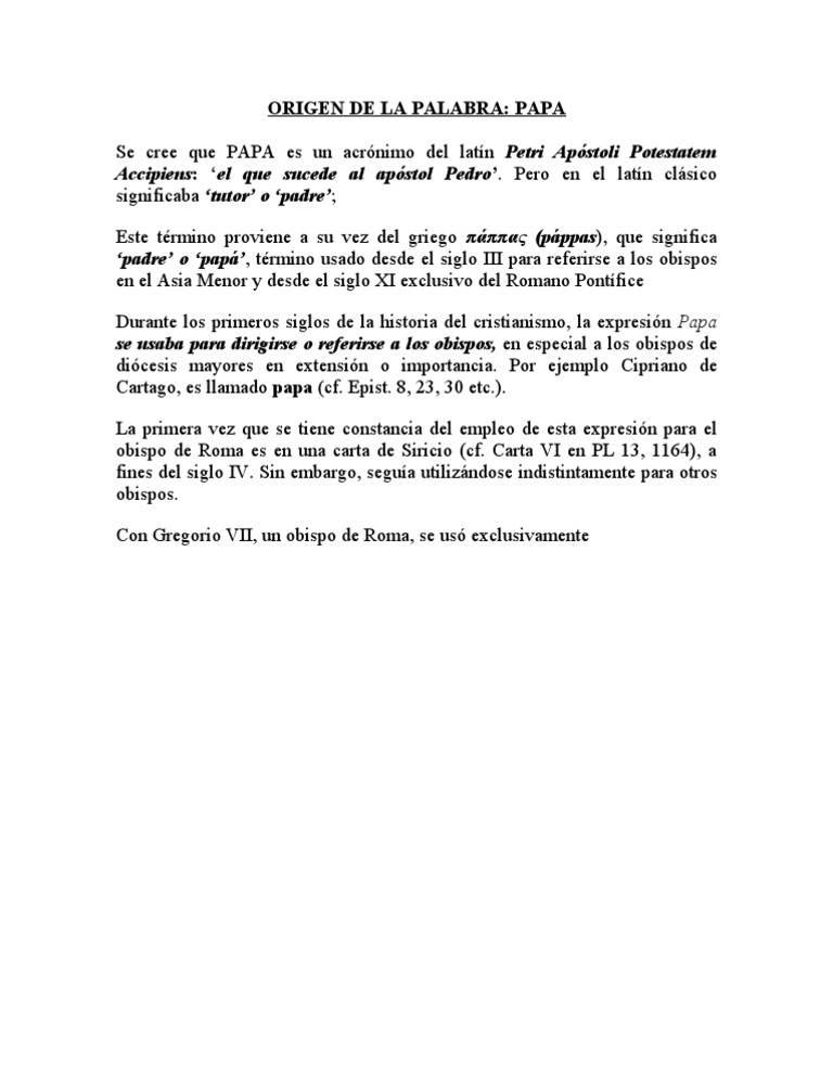 Significado De La Palabra Papa