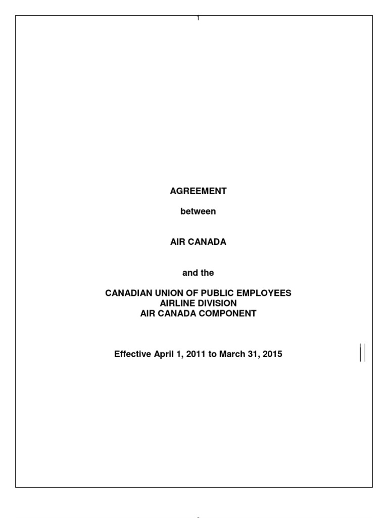Air Canada Cabin Crew Collective Agreement | Download Free PDF | Meal ...