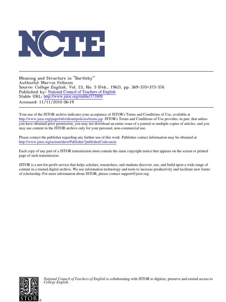 Bartleby S Structure | PDF | Bartleby, The Scrivener | Herman Melville