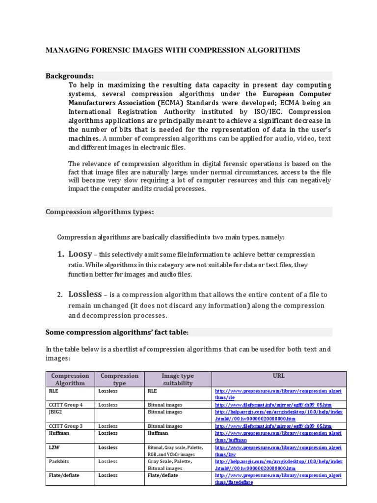 Managing Forensic Images With Compression Algorithms | Download Free PDF | Data Compression ...