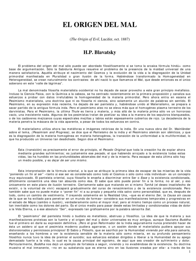 El Origen Del Mal | PDF | Evolución | Materialismo