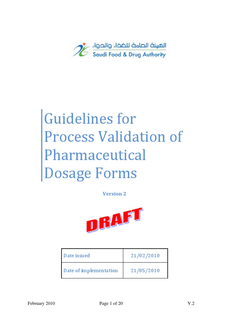 Process Validation - Saudi FDA Guideline | PDF | Verification And Validation | Scientific Method