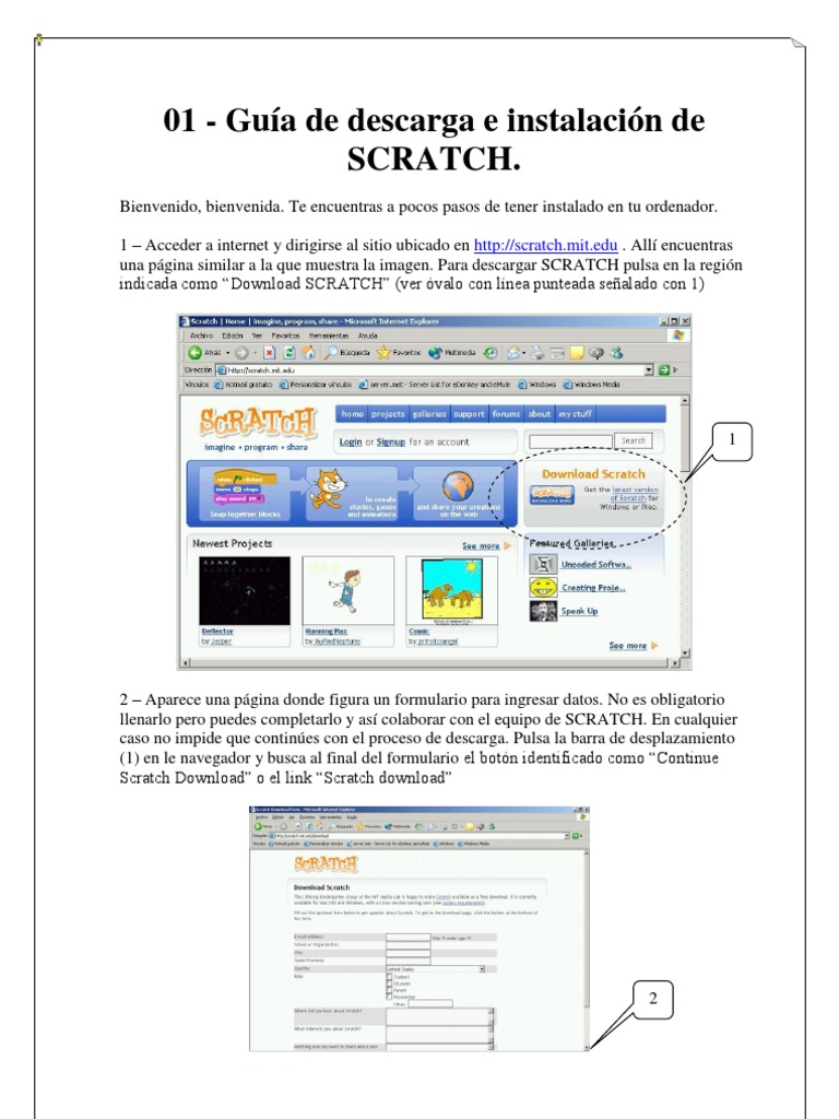 01 Instalacion de Scratch | PDF | Scratch (lenguaje de programación) | Point and Click