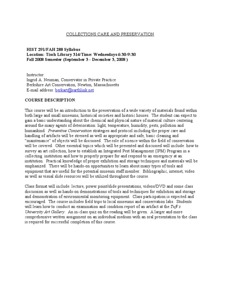 Collections Care and Preservation | PDF | Preservation (Library And ...