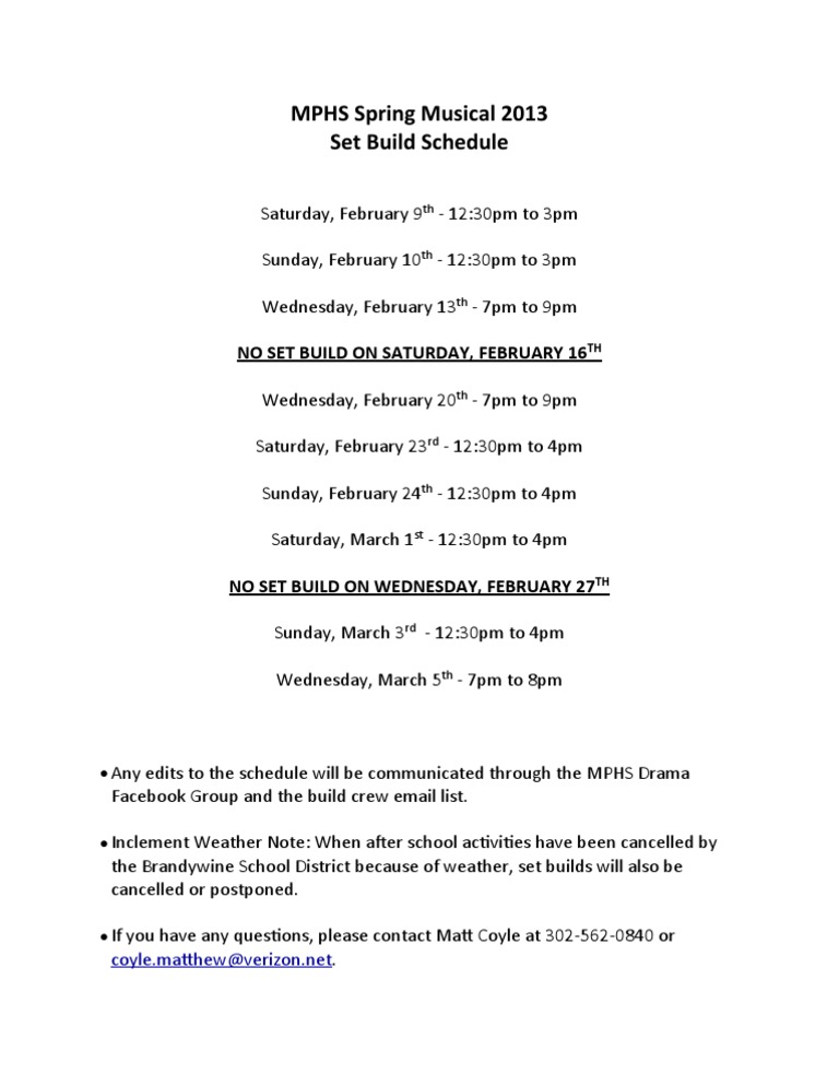 Set Build Schedule | PDF