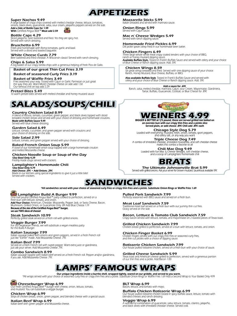 Lamplighter Menu | PDF | Hamburgers | Salad