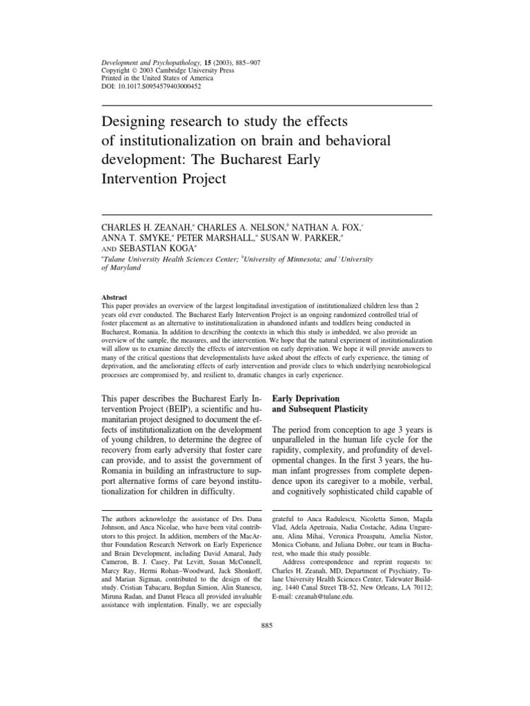 Designing Research To Study The Effects of Institutionalization On ...