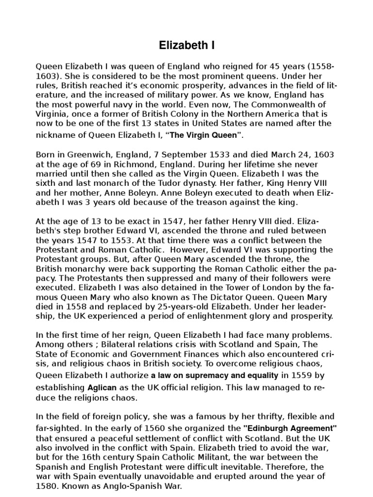 Elizabeth I | PDF | Elizabeth I Of England | Kingdom Of England