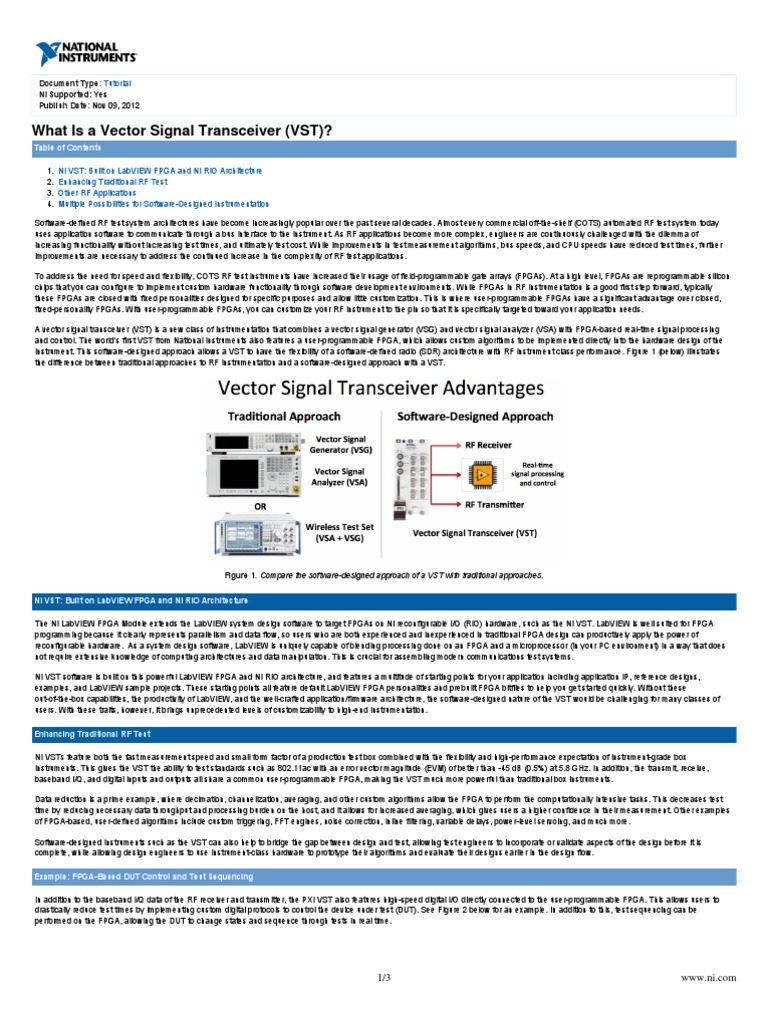 What Is A Vector Signal Transceiver (VST) ?: Tutorial | PDF | Field Programmable Gate Array | Radio
