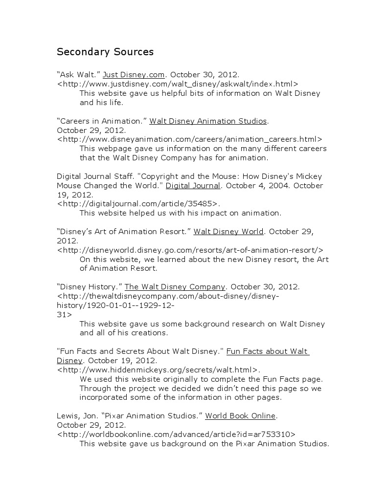 Secondary Sources | PDF | The Walt Disney Company | Animation