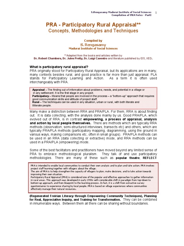 Participatory Rural Appraisal Part 1 | PDF | Scientific Method | Social ...