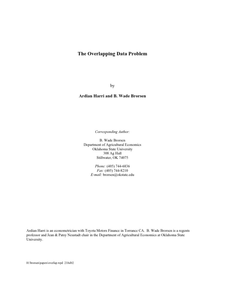 The Overlapping Data Problem | PDF | Ordinary Least Squares | Estimator