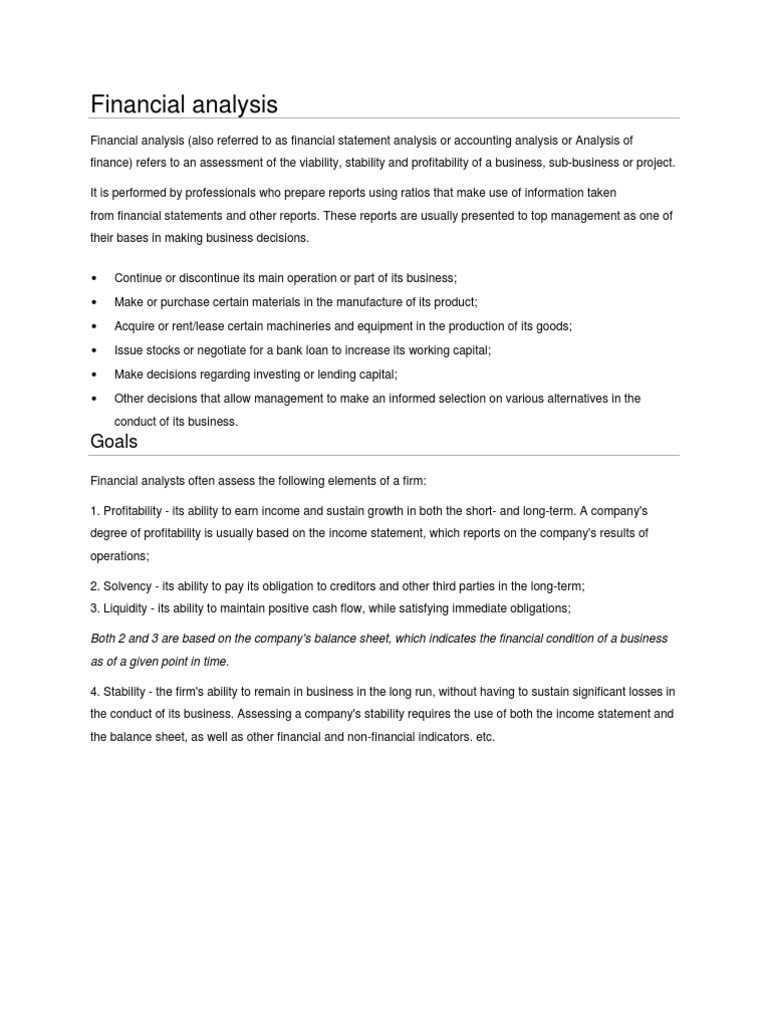 Financial Analysis | PDF | Financial Ratio | Economics