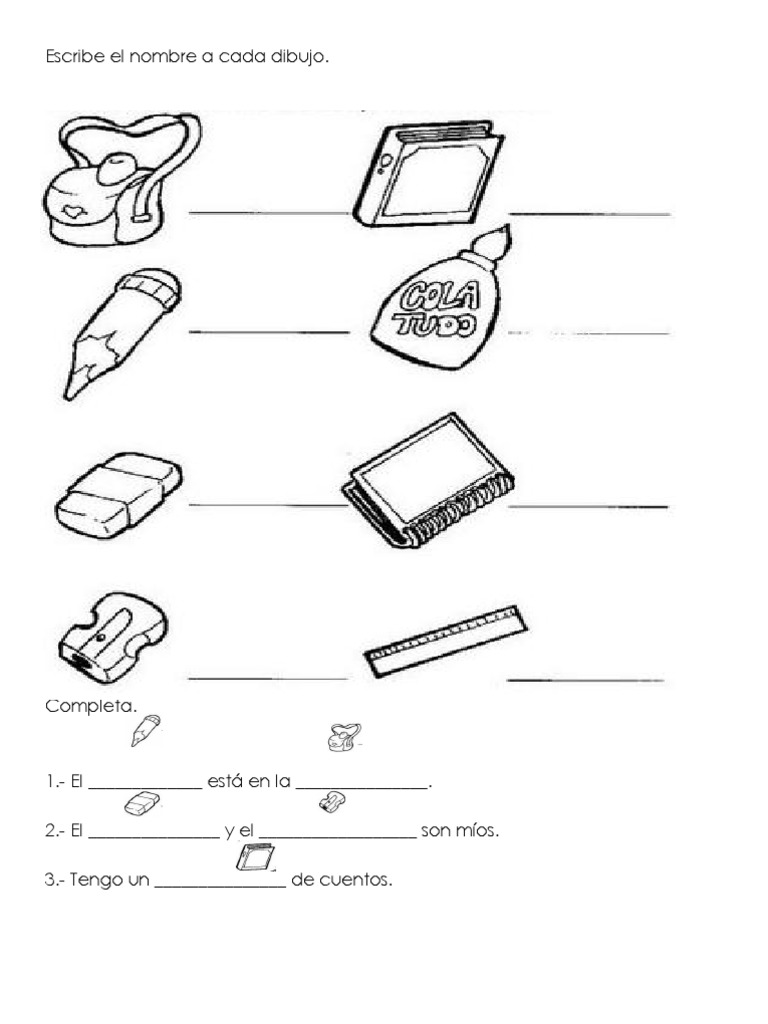Escribe El Nombre A Cada Dibujo | PDF | Artes del Lenguaje y Comunicación