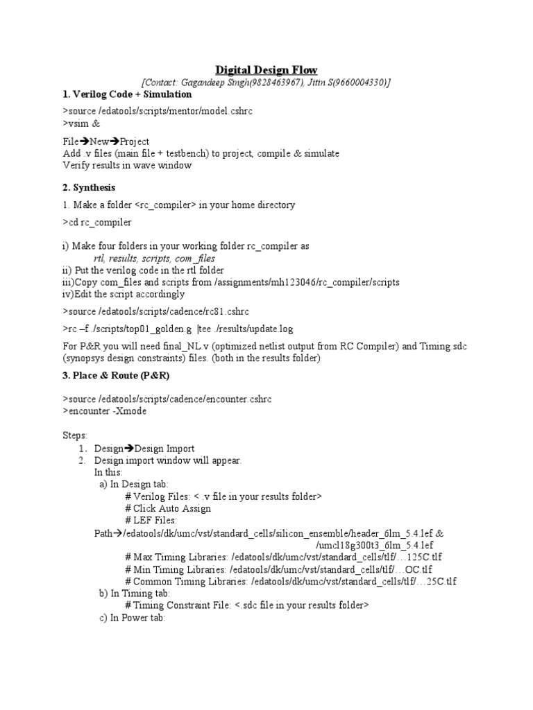 Digital Design Flow: 1. Verilog Code + Simulation | PDF | Computer Programming | Electrical ...