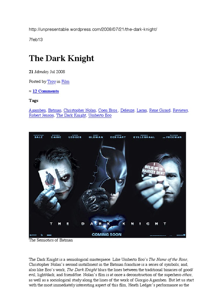 The Dark Knight PDF | PDF | Batman