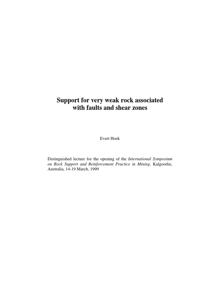 Weak Rock Support in Fault Zones | PDF | Strength Of Materials | Stress ...