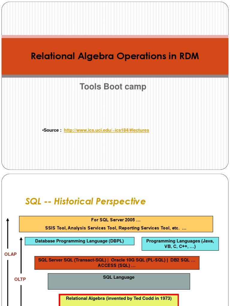 Relational Algebra Operations in RDM: Tools Boot Camp | Download Free ...