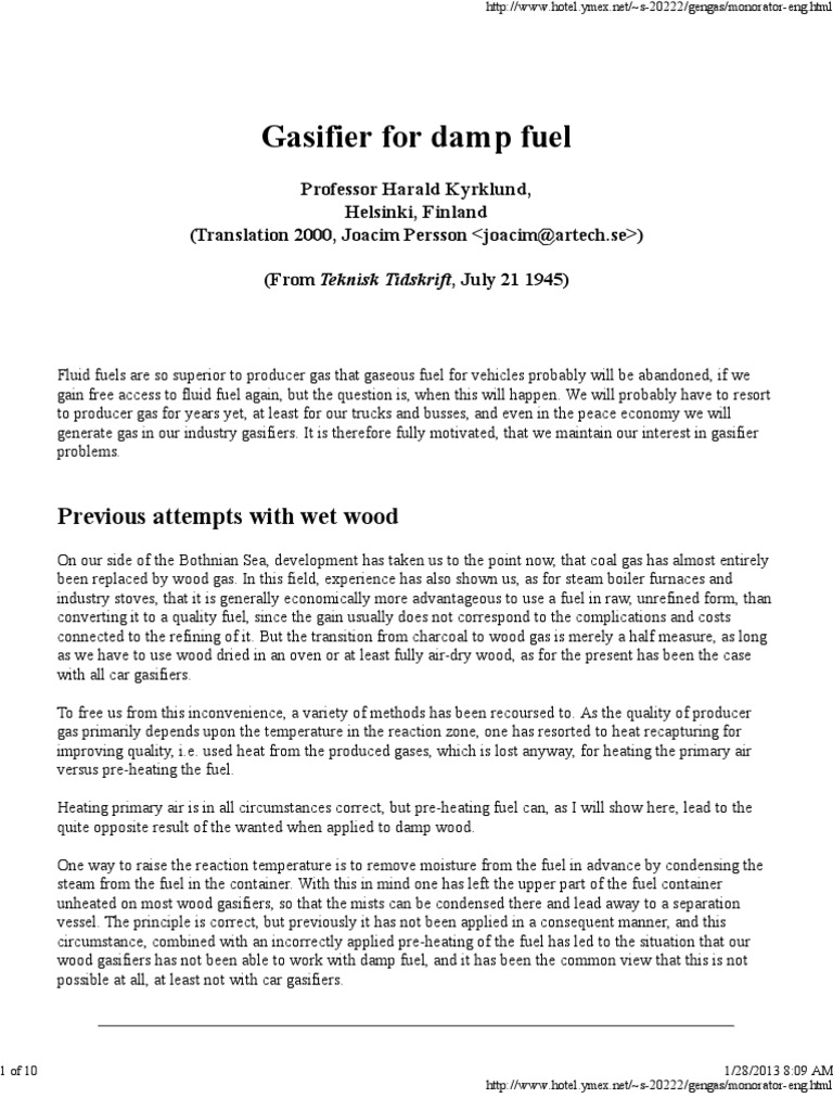 Gasifier For Damp Fuel-monorator-Eng | PDF | Gasification | Gases
