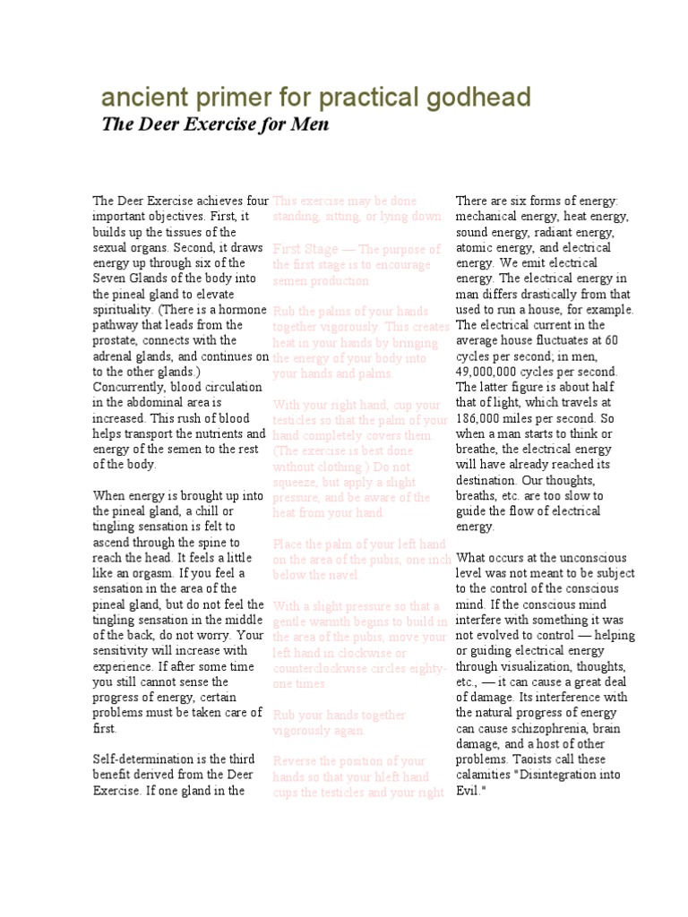 Ancient Primer For Practical Godhead: The Deer Exercise For Men | PDF ...