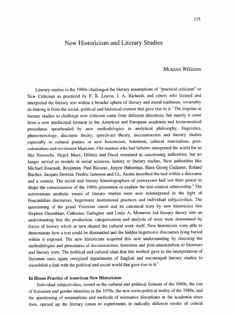 New Historicism in Literary Studies | PDF | Social Science | Religion ...