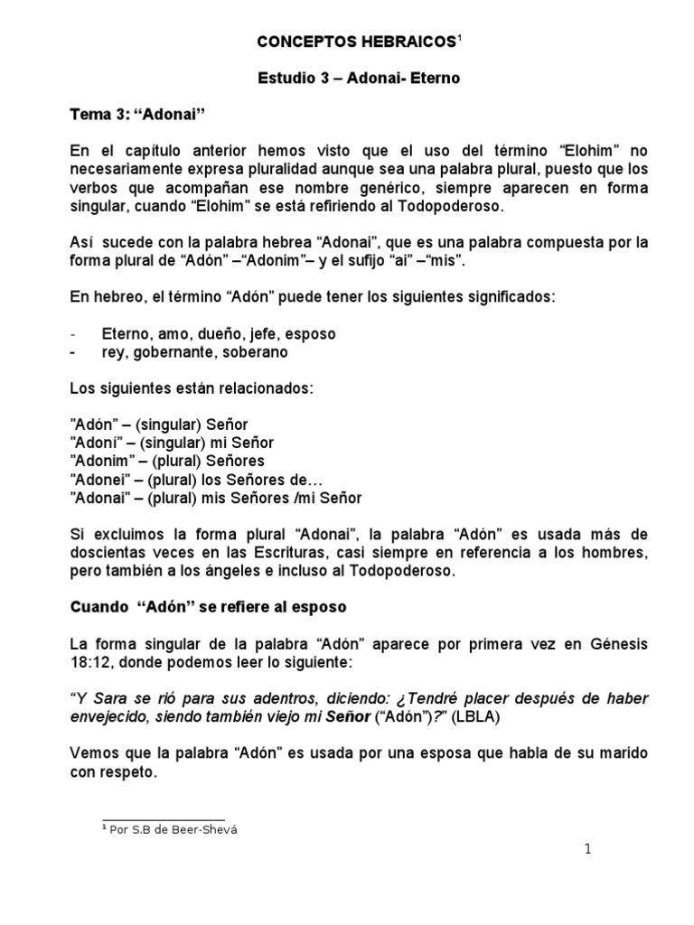 Significado de "Adonai" en Hebreo | PDF | Tetragrammaton | Nombres de ...