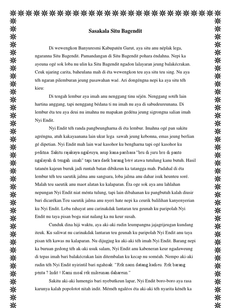 Dongeng Sasakala Situ Bagendit | PDF