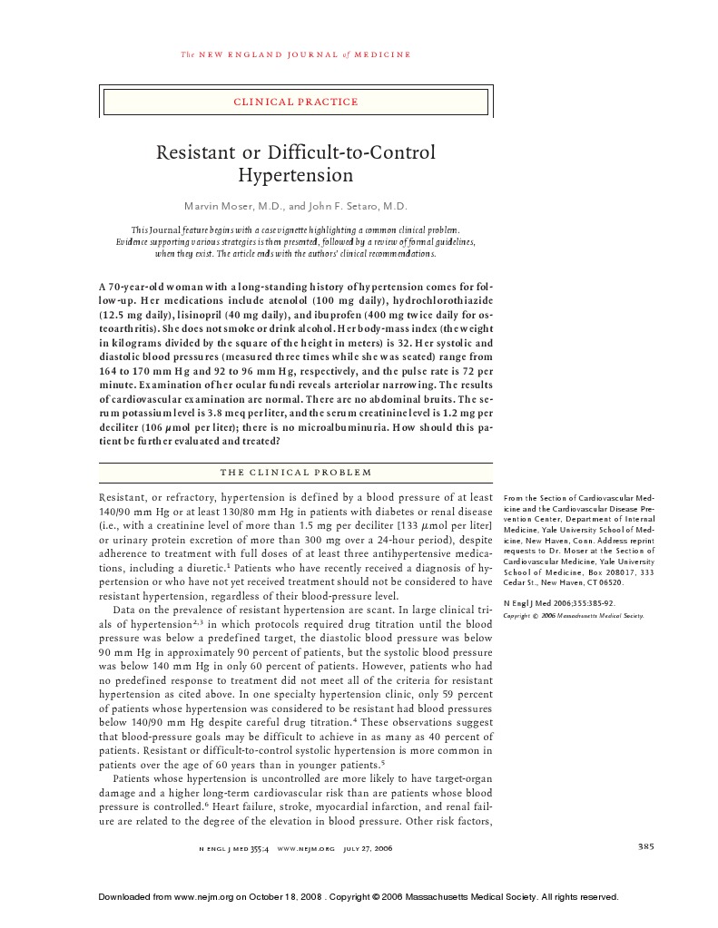 Resistant HTN | Download Free PDF | Hypertension | Blood Pressure