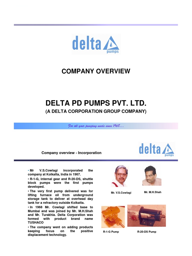 Delta PD Pumps Pvt. LTD.: Company Overview | PDF | Pump | Oil