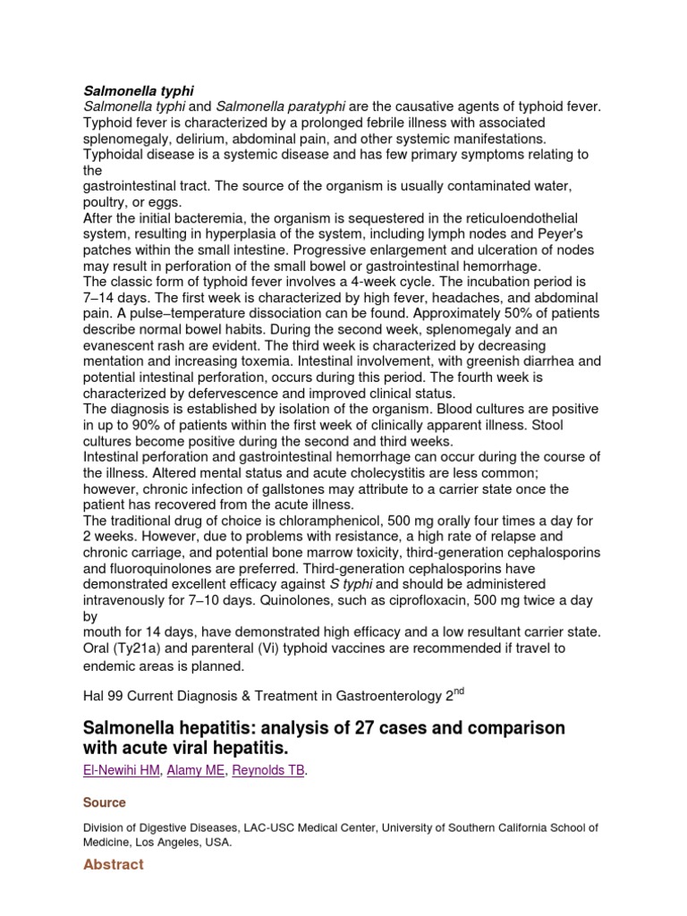 Salmonella Typhi and Salmonella Paratyphi Are The Causative Agents of ...