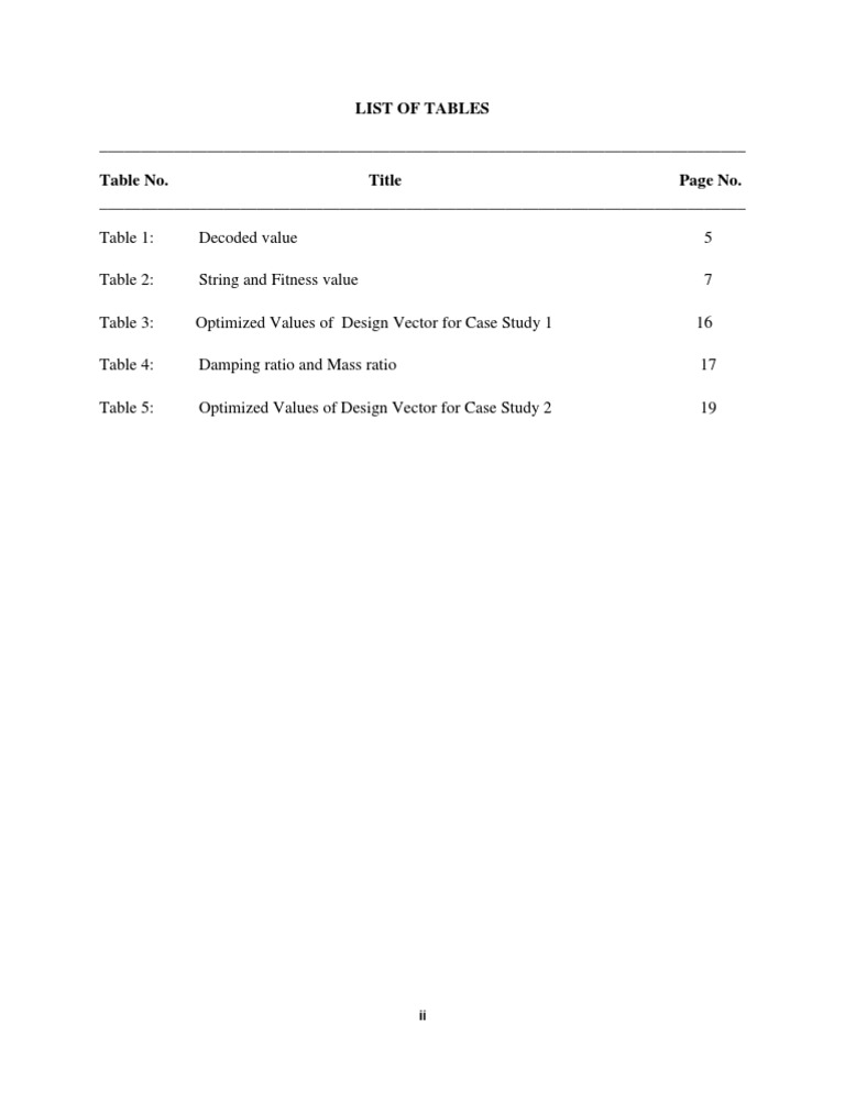 List of Tables - Table No. Title Page No. | PDF | Technology & Engineering