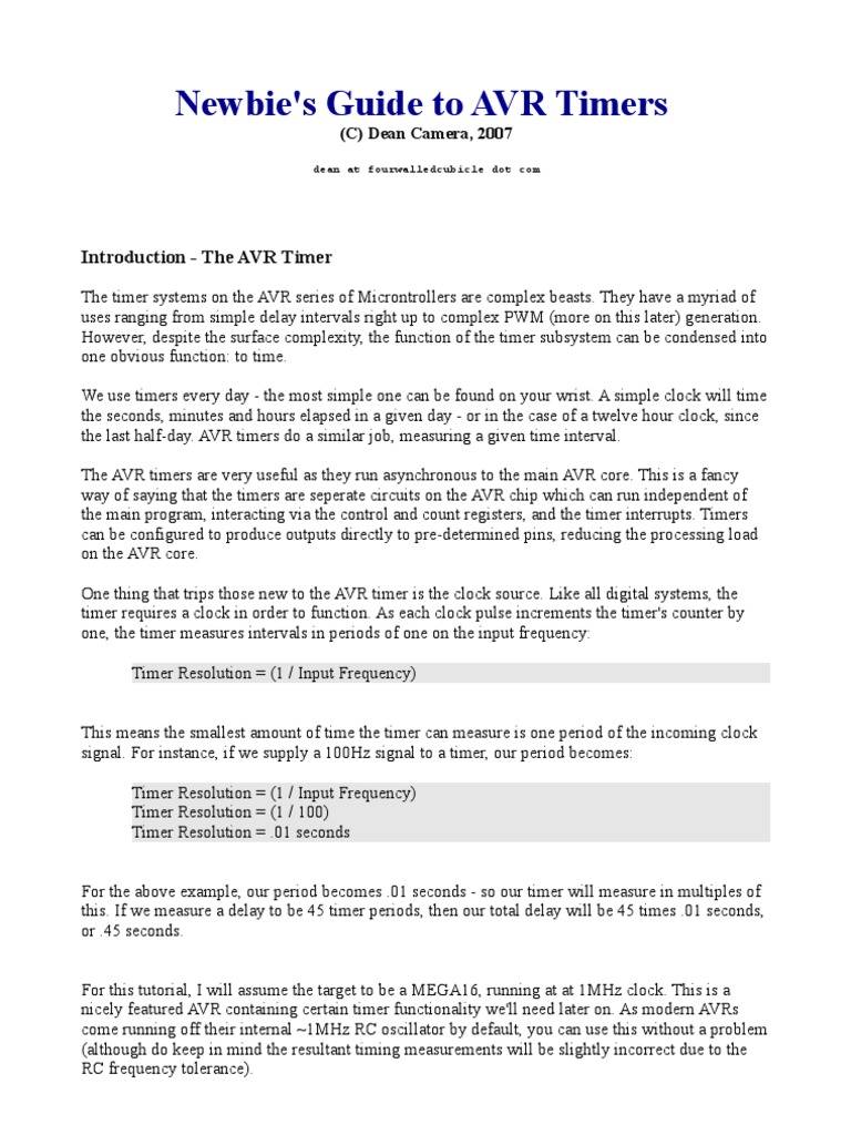 Timers Tutorial.pdf | Timer | Frequency