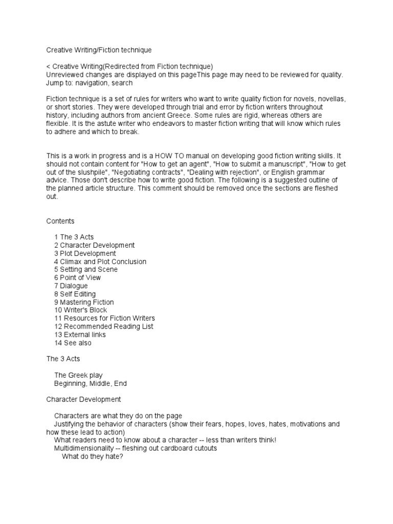 Fiction Writing Guide | PDF | Plot (Narrative) | Writers