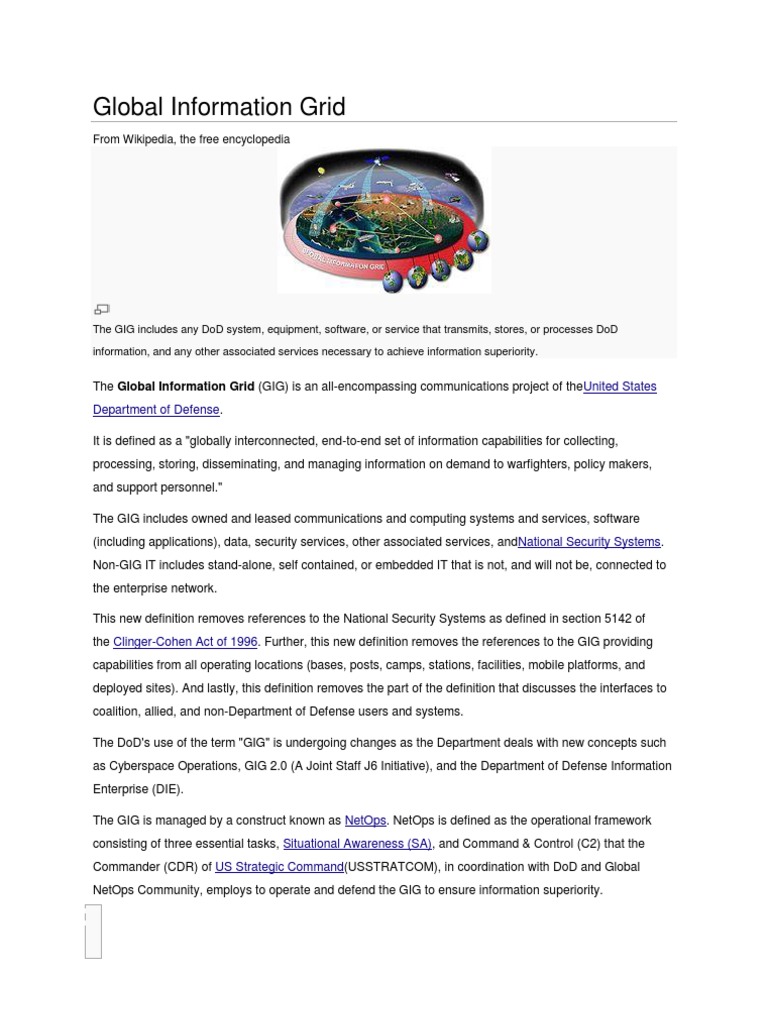 Global Information Grid: From Wikipedia, The Free Encyclopedia | PDF ...