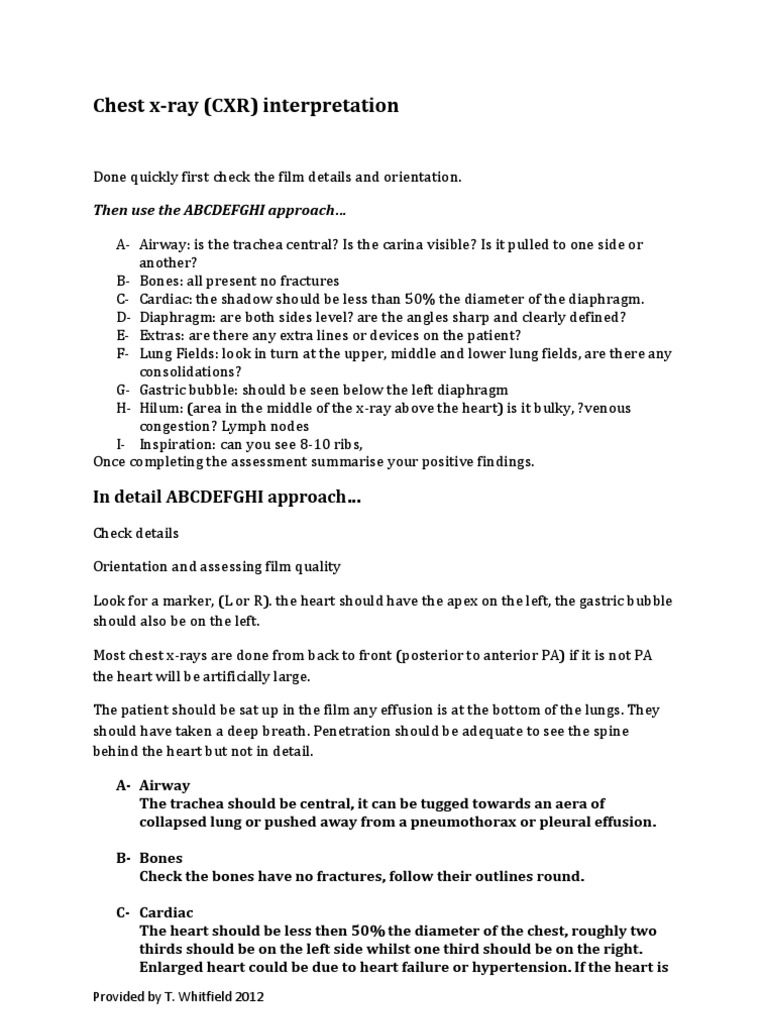 Chest X-Ray Interpretation | PDF | Lung | Thorax