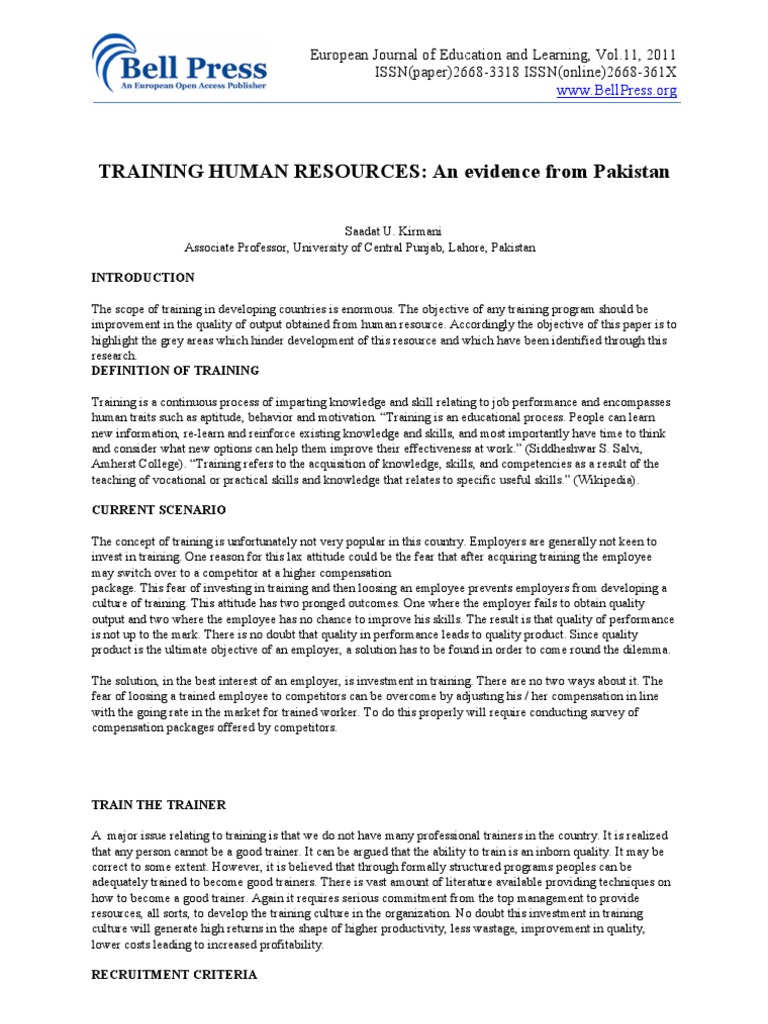 Training Human Resources | PDF | Employment | Human Resource Management