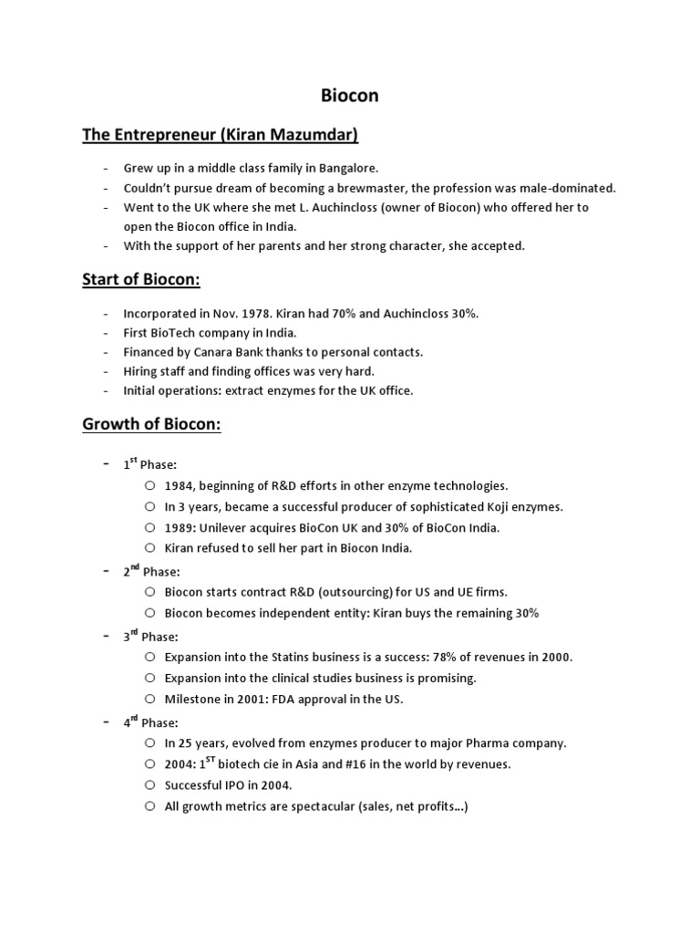 Biocon Case Summary | PDF