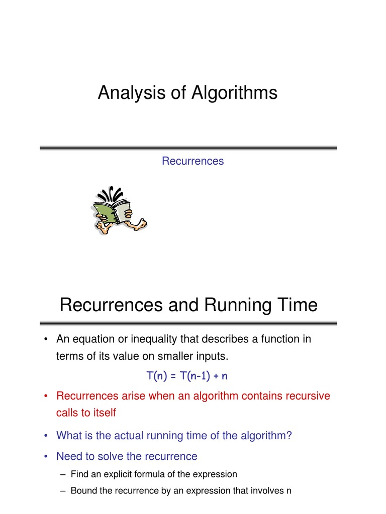 Analysis Of Algorithms Recurrences Pdf Recursion Time Complexity
