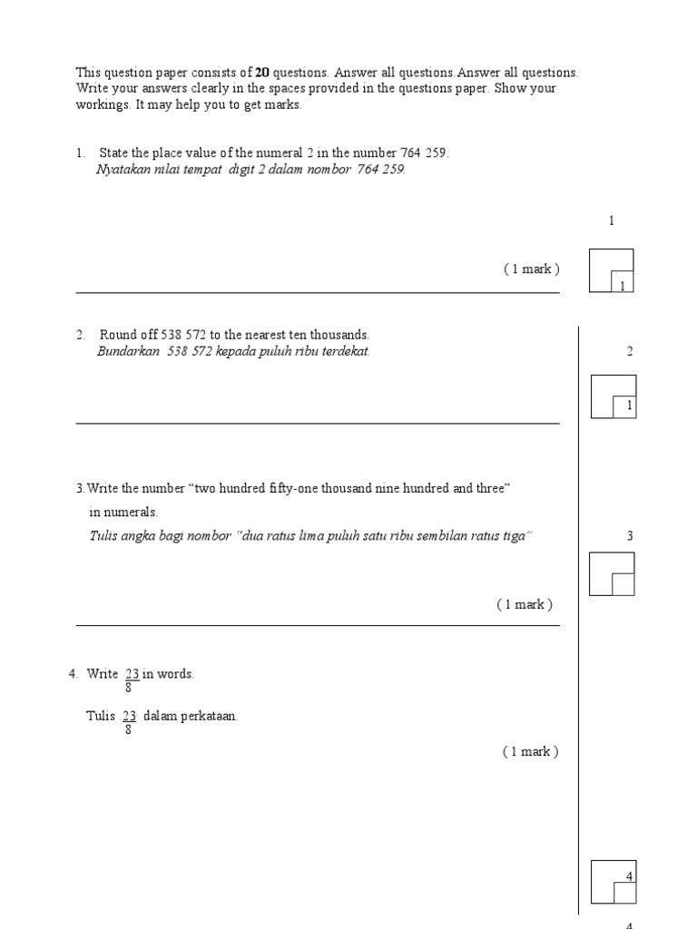 Paper 2 Mac Mathematics Year 5 PDF Fraction Mathematics Lexicology