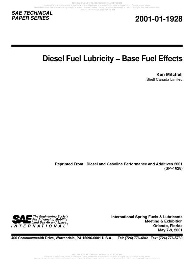 Sae Technical Paper Series: Ken Mitchell | PDF | Diesel Engine | Diesel ...