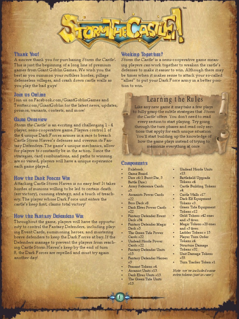 Storm The Castle - Final Rules | PDF | Dice | Castle