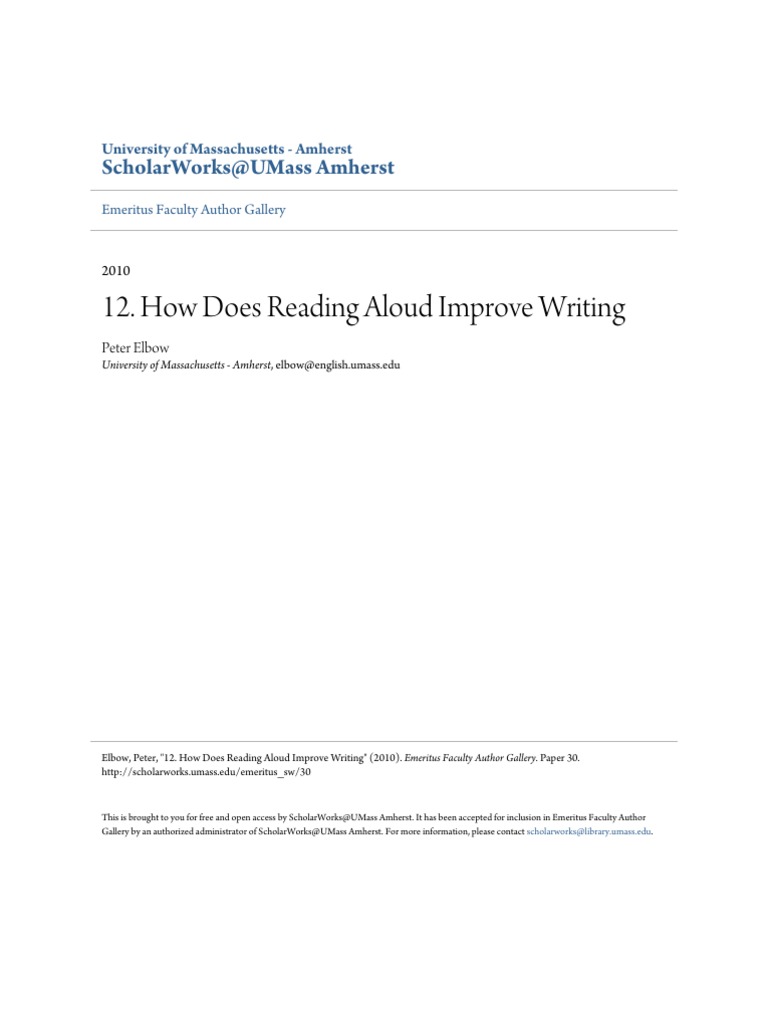 How Does Reading Aloud Improve Writing | PDF | Reading (Process ...