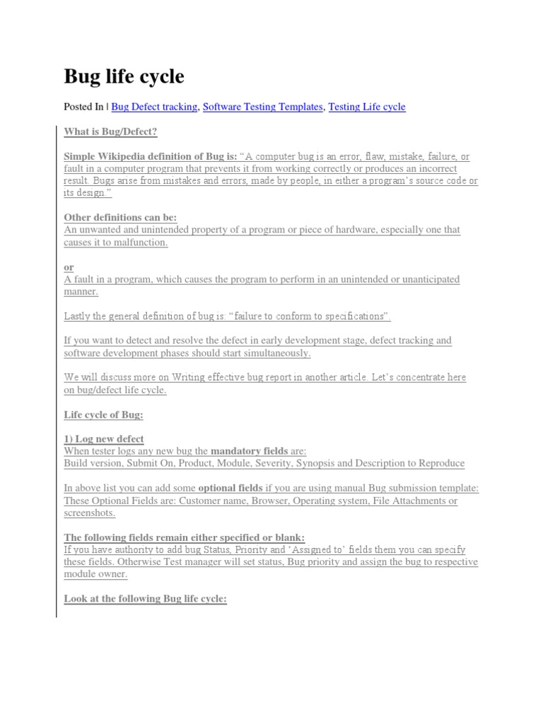 Bug Life Cycle | PDF | Software Bug | Systems Engineering