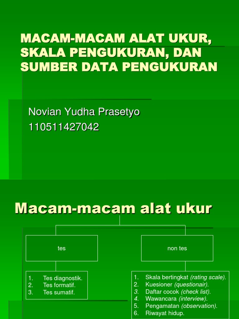 Macam-Macam Alat Ukur, Skala Pengukuran, Dan | PDF
