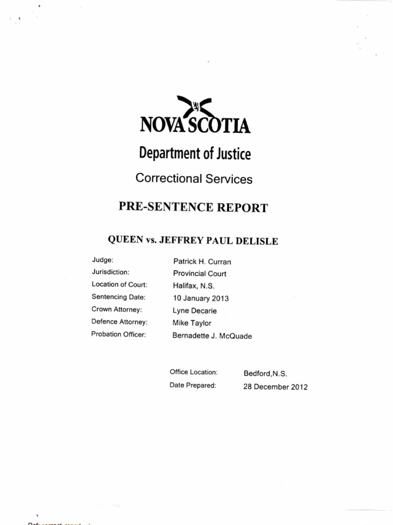 Delisle Pre-Sentence Report | PDF | Non Commissioned Officer | Sergeant