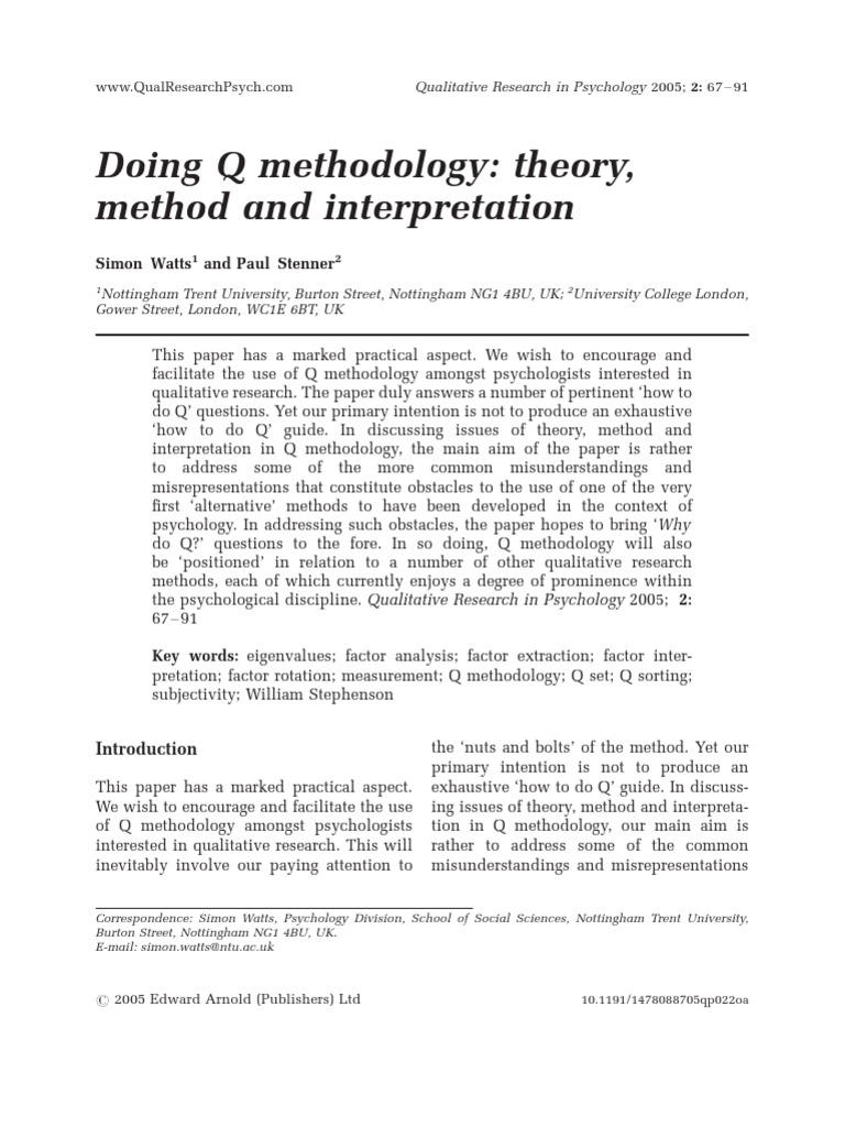 Doing Q Methodology | PDF | Qualitative Research | Factor Analysis