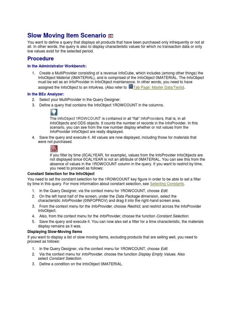 Slow Moving Items - Scenario | PDF | Menu (Computing) | Information ...