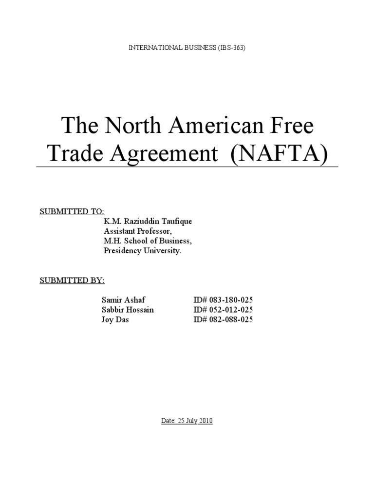NAFTA Analysis for International Business | PDF