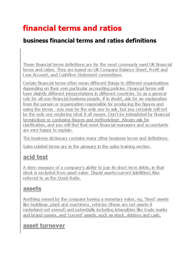 Financial Terms | Letter Of Credit | Balance Sheet